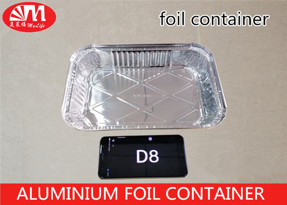 1550ml Volume D8 Aluminium Foil Container Rectangle Shape 27.5cm X 18.5cm X 5cm Size