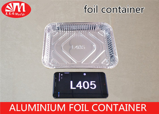 L405 Aluminium Foil Packaging Rectangle Shape Shallow Tray Foil Container 600ml Volume